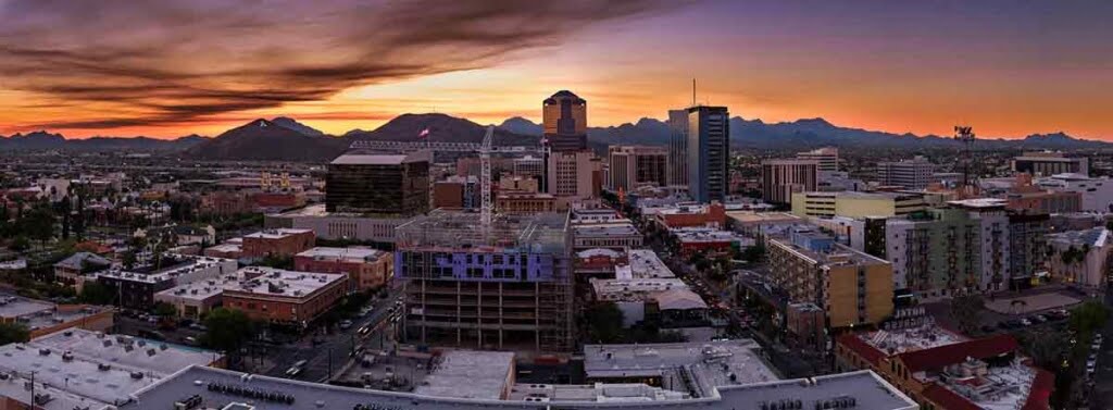 DOWNTOWN TUCSON SUNSET by Dean Kelly - Southwest Artists Emporium